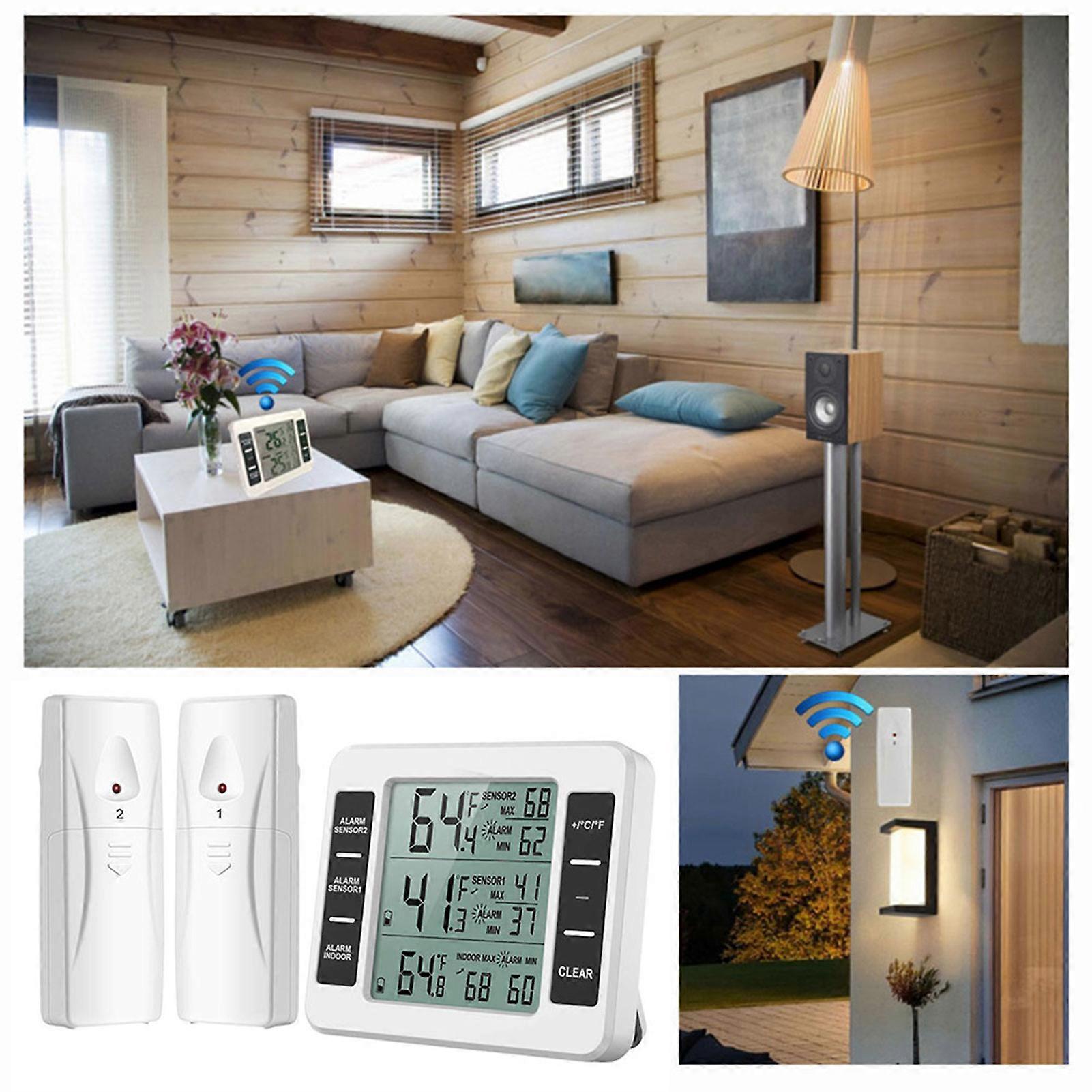 Wireless Digital Thermometer with Alarm for Refrigerators Freezer ...