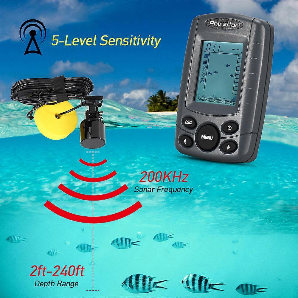 Portable 2.4 Inch LCD Fish Finder 240FT Depth Range Fishing Finder with ...