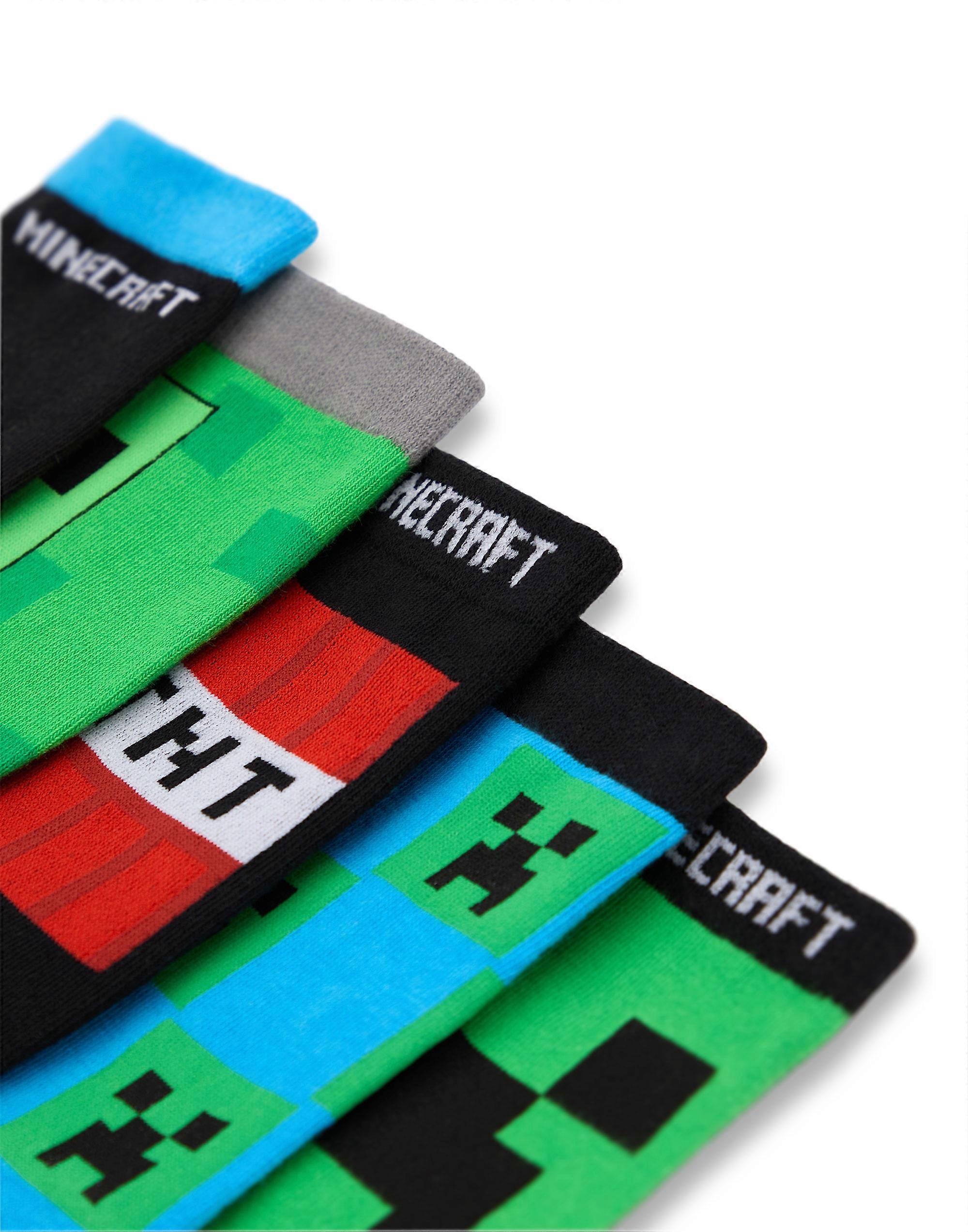 Minecraft Boys Calf Socks Set of 5 Multicoloured Character | Fruugo UK