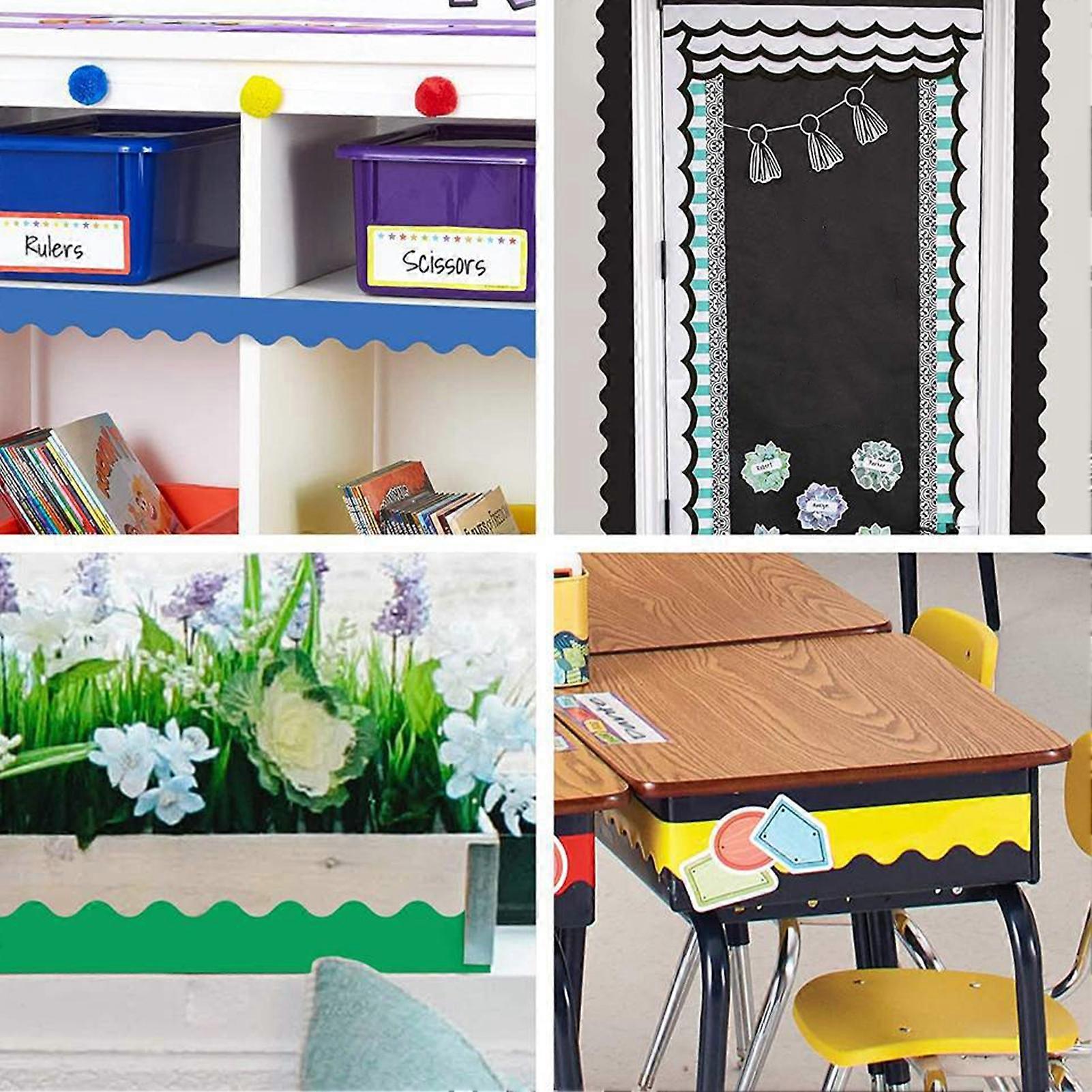 1 Roll Classroom Bulletin Board Border Stickers Colored Wavy Edge ...