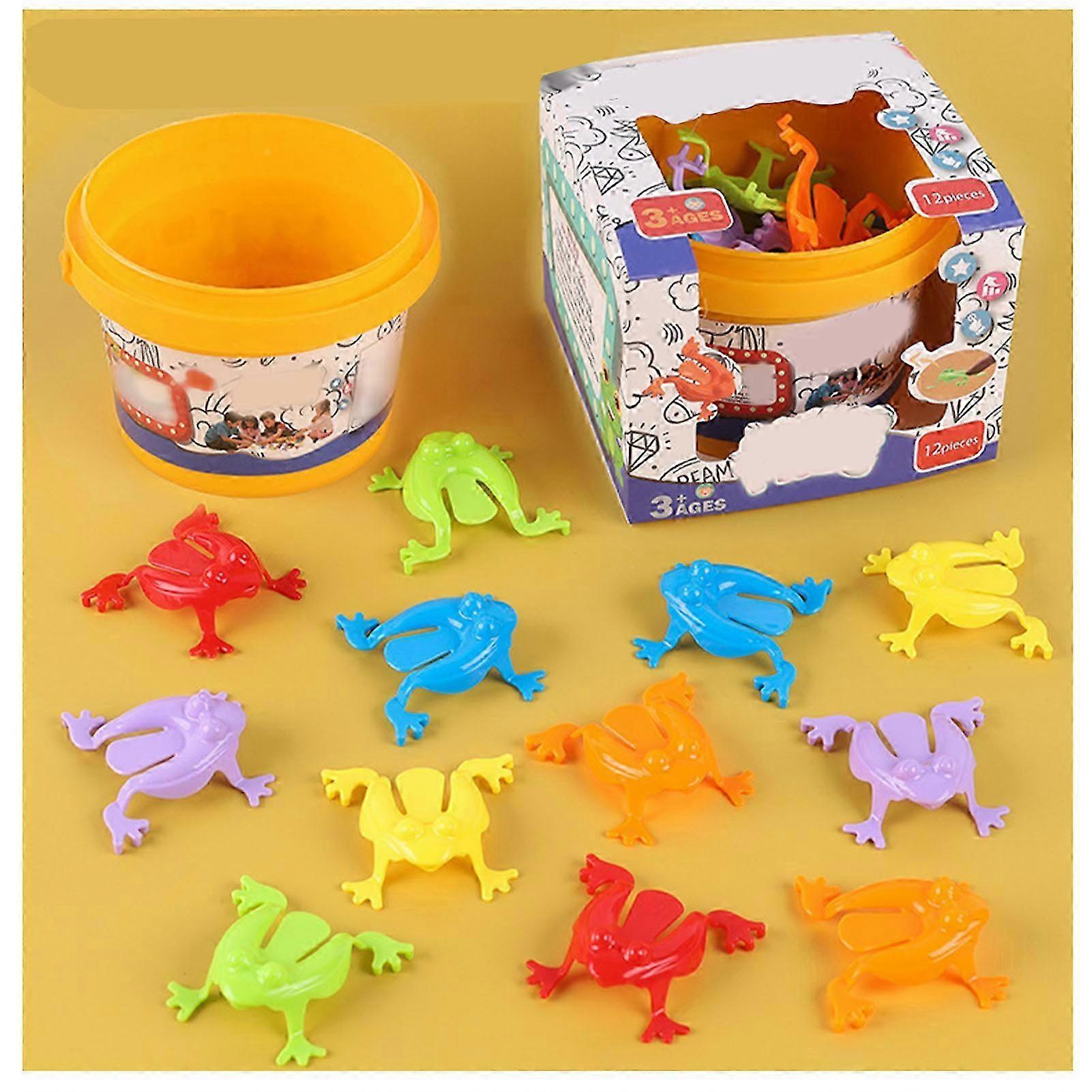12pcs Colorful Frog Jumping Toys Finger Pressing Leaping Frogs With ...