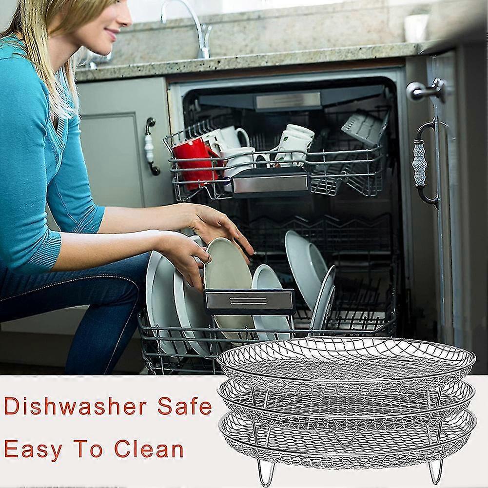 8-inch 3-layers Rack Stackable Grid Grilling Rack Stainless Steel Round ...