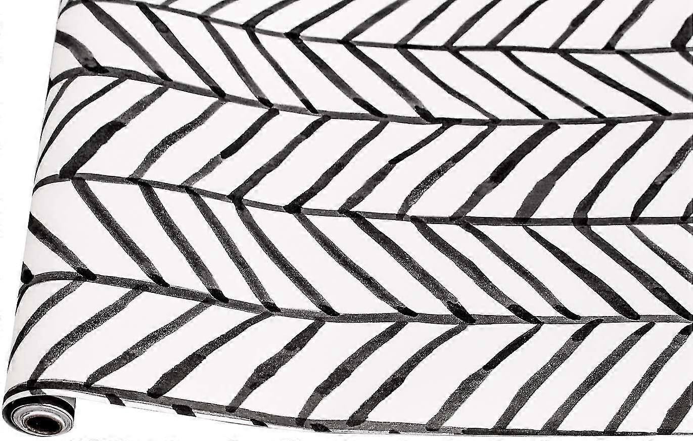 2023 - Stripe Peel And Stick Wallpaper Herringbone Black White Vinyl ...