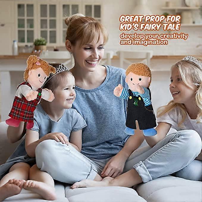 6 Pieces Hand Puppet Set 11.8 Inch Family Members Puppets Soft Plush ...