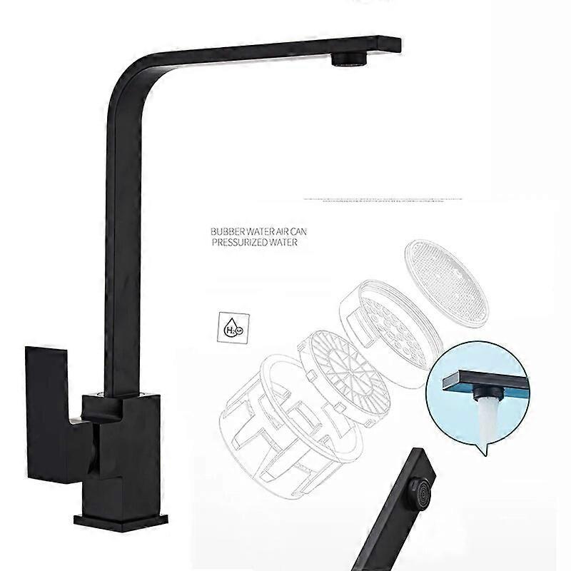 SHBSHAIMY Black Square Kitchen Faucet Chorme Hot And Cold Kitchen Sink ...