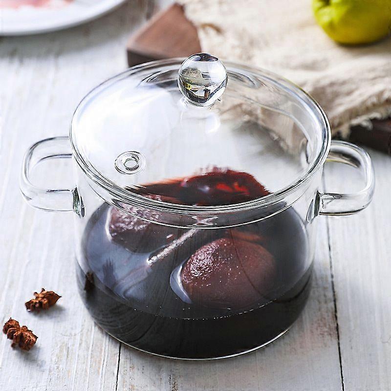1.5L Glass Stew Pot with Lid Clear Glass Cooking Pot for Soup, Milk ...