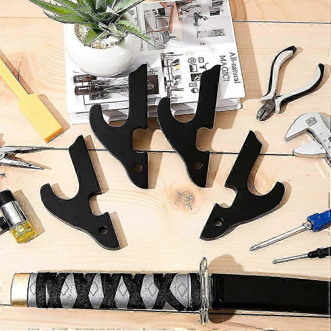 4 Sets Sword Wall Mount Adjustable Sword Holder Wood Martial Arts Stand ...