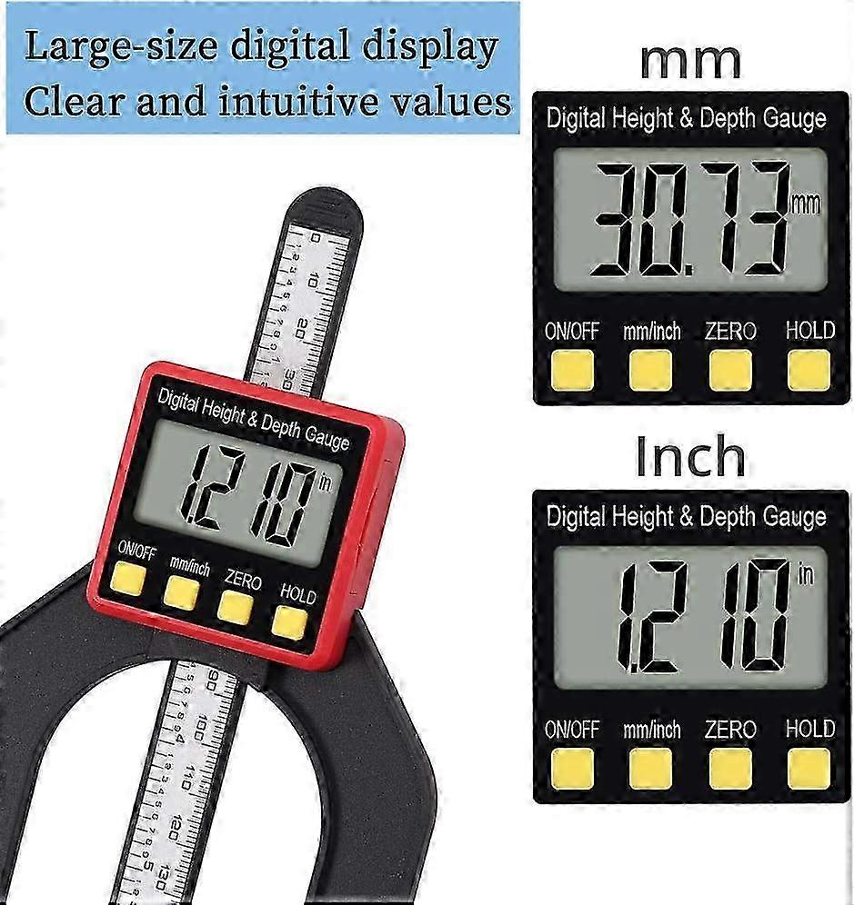 Digital Depth Gauge Woodworking Height Measuring Device 2 In 1 Height ...