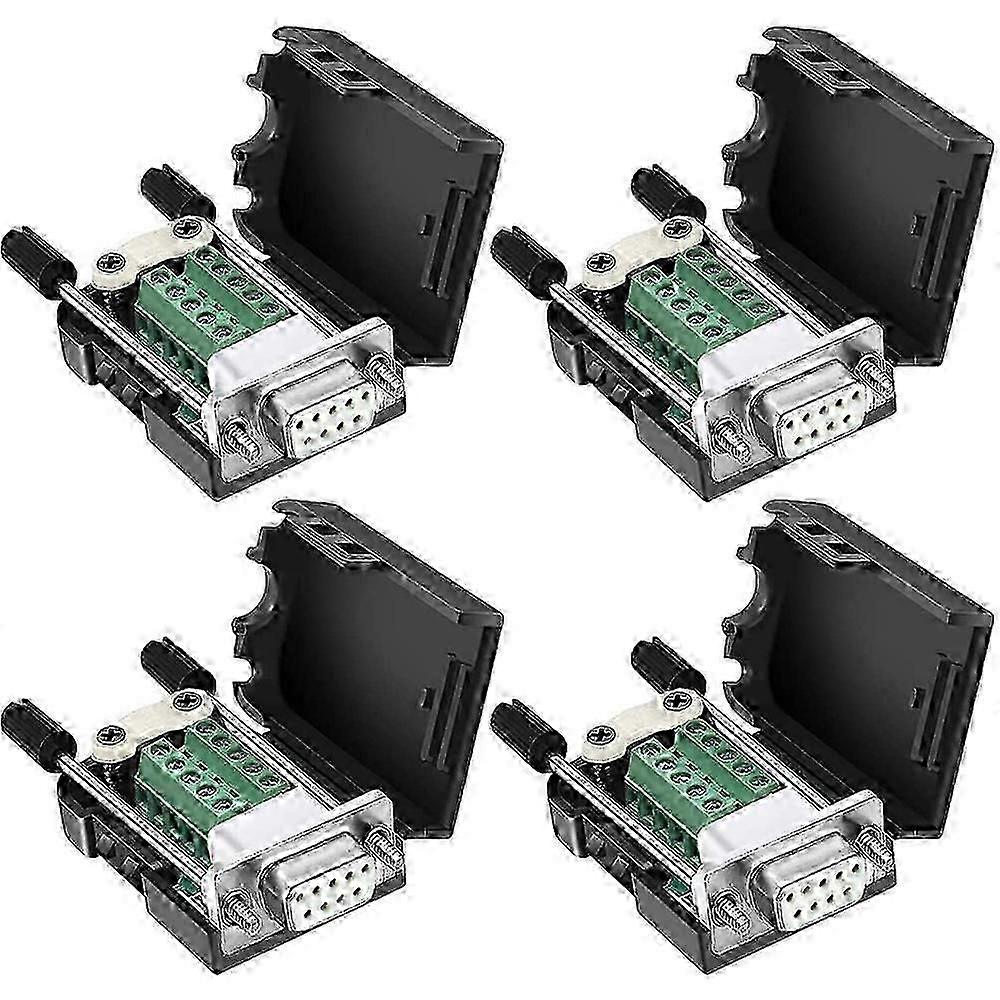 4pack Db9 Solderless Rs232 D-sub Serial To 9pin Port Terminal Female Adapter Connector Breakout ...