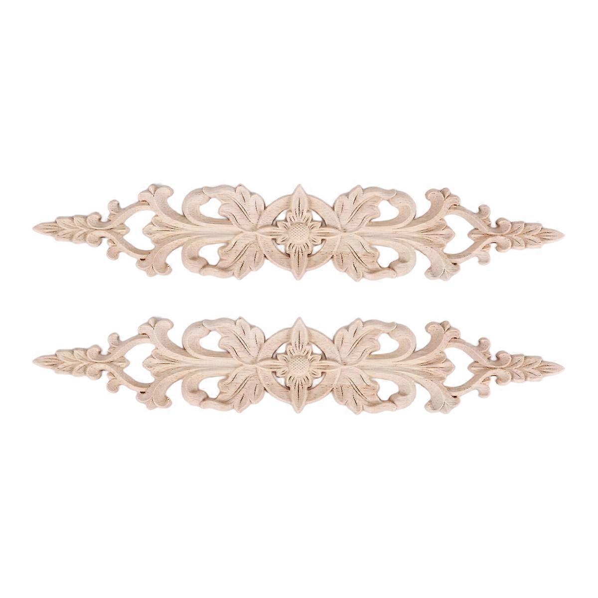 33Cmx6Cm Wood Carved Decal Stripe Corner Appliques Long Hollow Flower ...