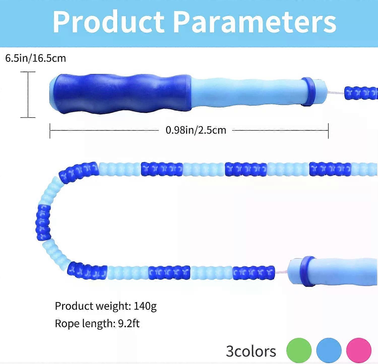 Jump Rope, 3 Pcs Adjustable Length Tangle-Free Segmented Soft Beaded ...