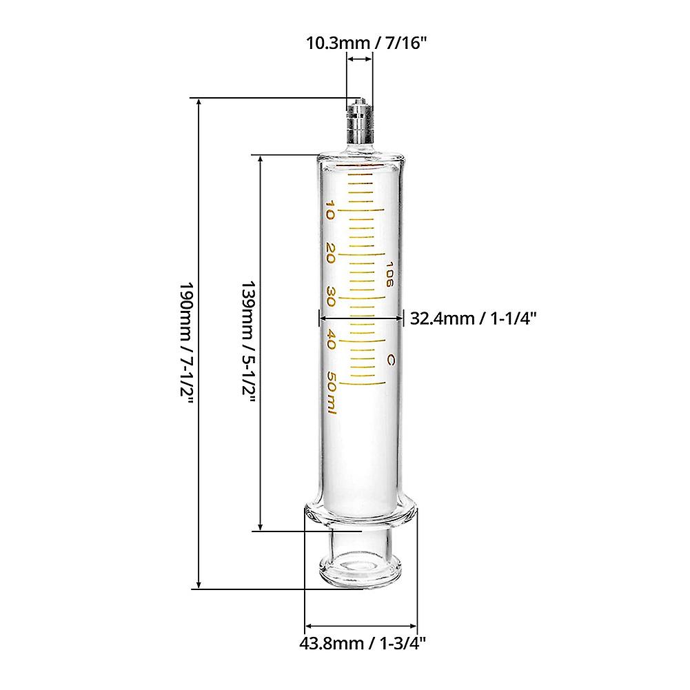2 Pack Luer Lock Reusable Glass Syringe With No Needle, 50ml | Fruugo UK