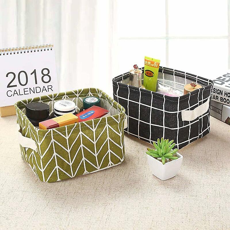 Foldable Storage Box Linen Fabric Desk Tidy Storage, Set of 4 Square ...