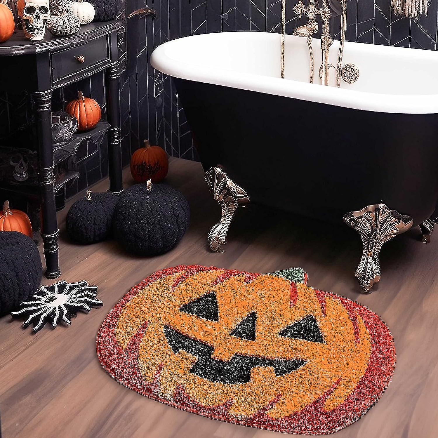 Halloween Bathroom Decor Fall Pumpkin Bathroom Rugs Non Slip Funny Cute ...