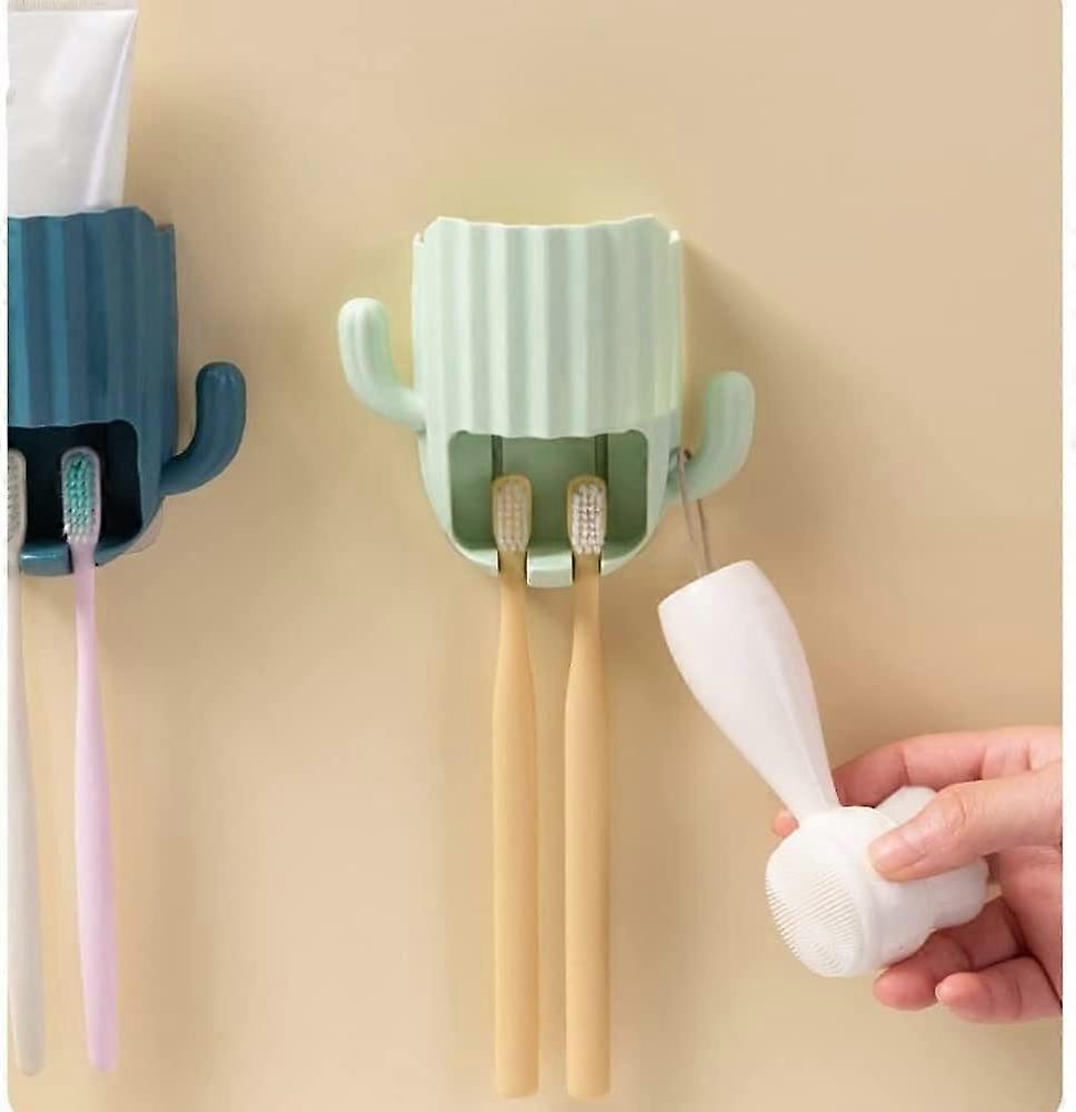 2pcs 2 in 1 Cute Toothbrush Toothpaste Holder, Wall Mounted Cactus ...