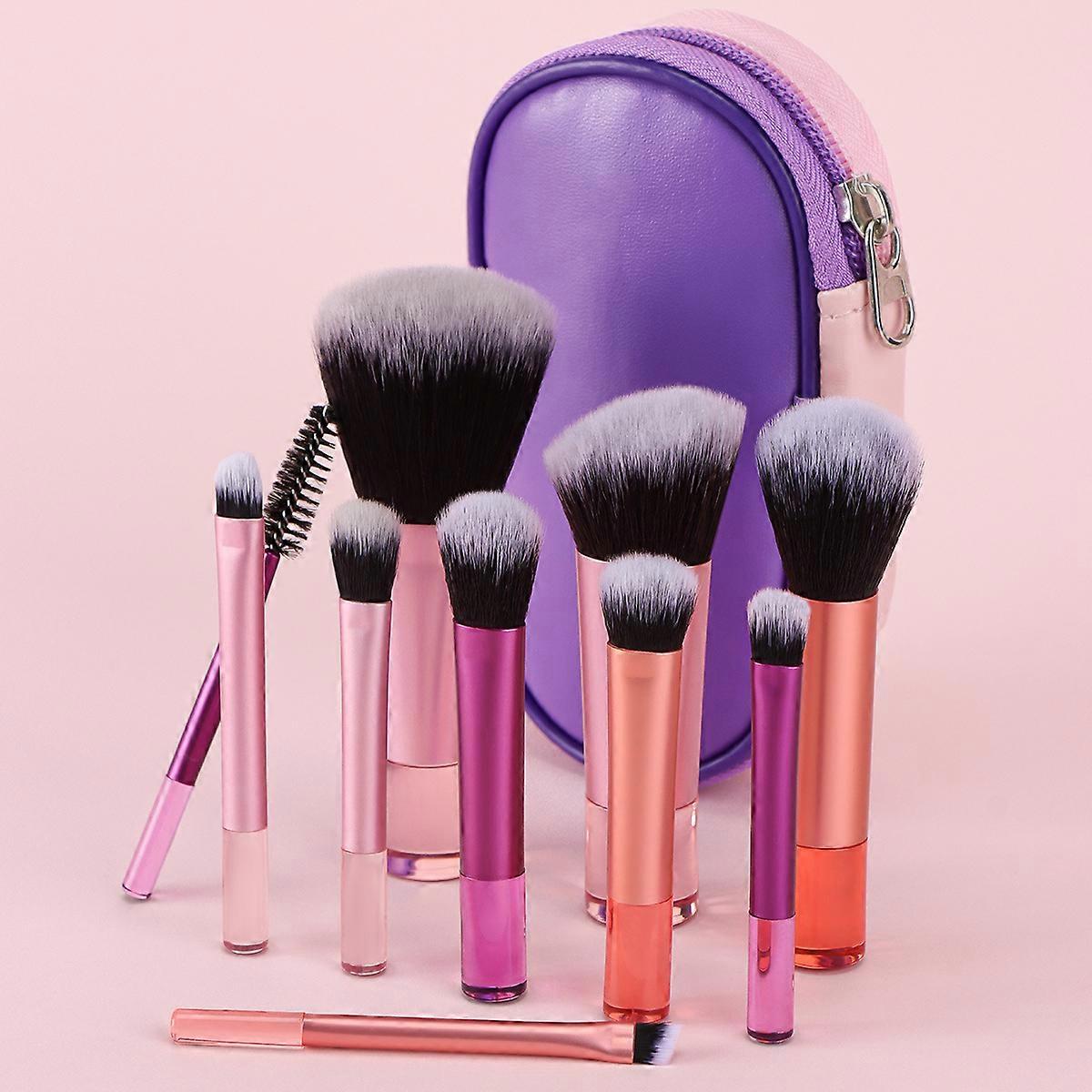 10 Piece Travel Brush SetMakeup Mini Make Up Brush Set with Storage ...