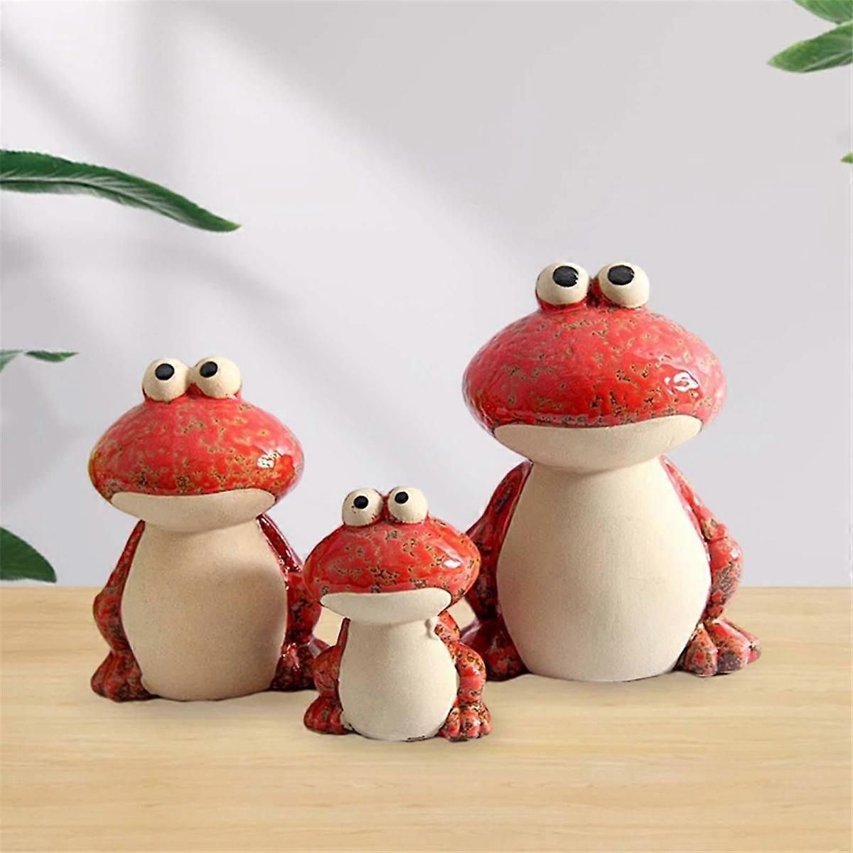 3 Pieces Frog Family Figurines Frog Statue Miniature Ceramic Frog ...