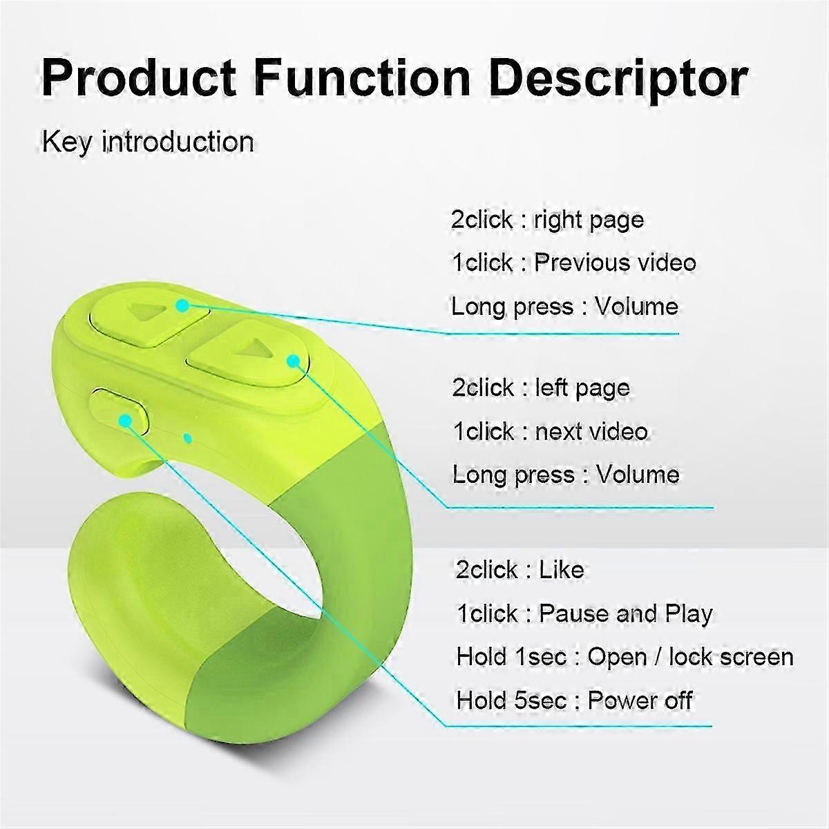 Scrolling Ring Remote Bluetooth Page Turner Clicker with Digital ...