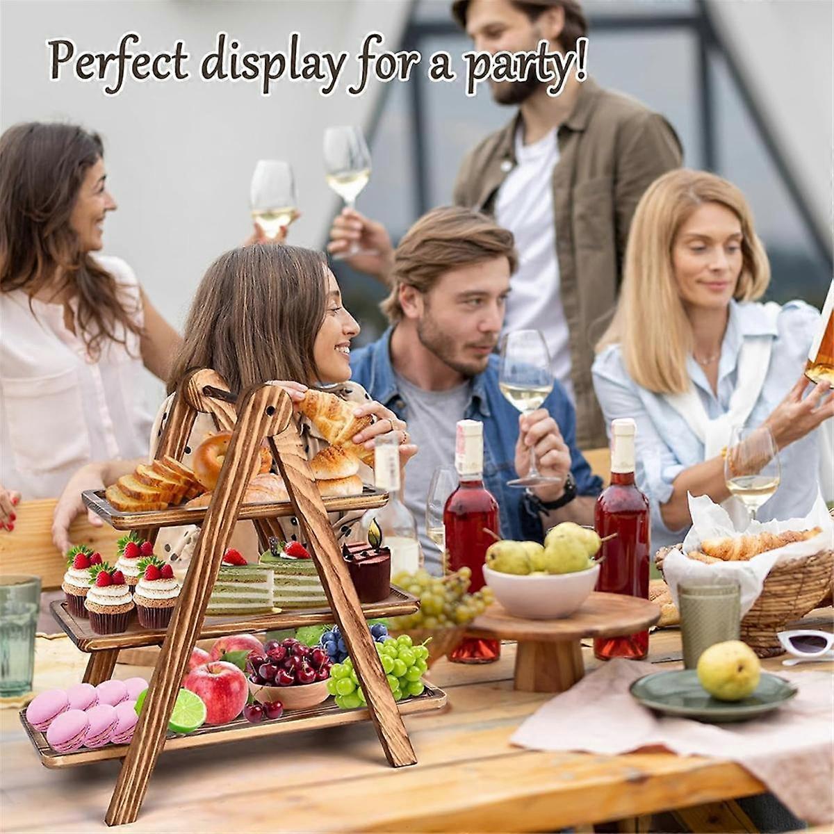 3 Tier Serving Trays Wooden, Cupcake Stand Towers for Dessert Table ...
