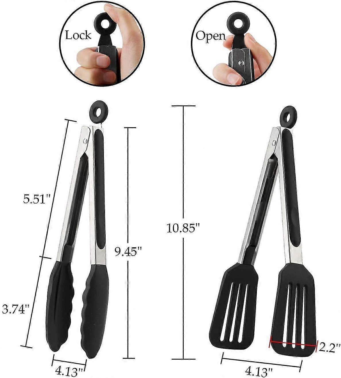 Barbecue Tongs Stainless Steel Set 22 Cm Kitchen Tongs Silicone With ...