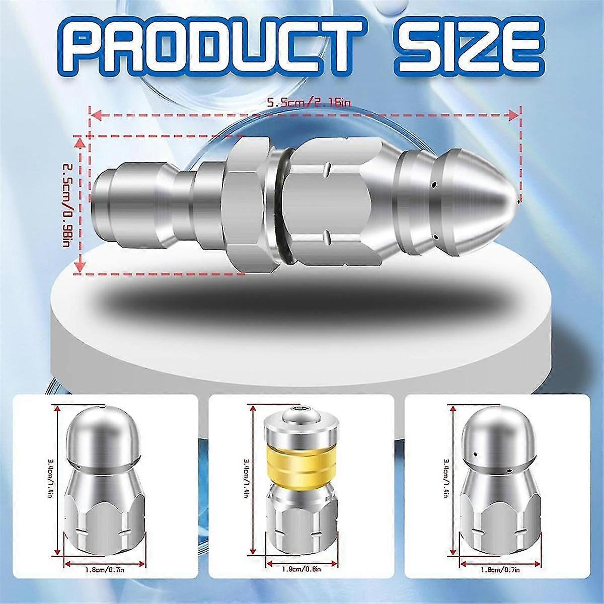 6pcs Sewer Jet Nozzle Kit, Stainless Steel Sewer Jetter 1/4 Inch Npt ...