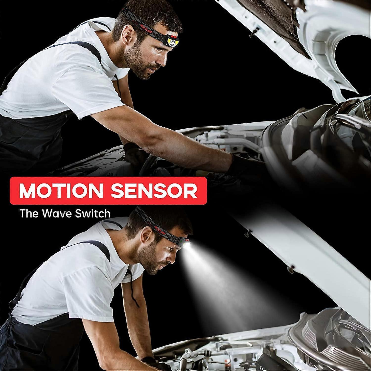 Nirvana LED Rechargeable Headlamp, 2-PACK Waterproof Flashlight Motion ...