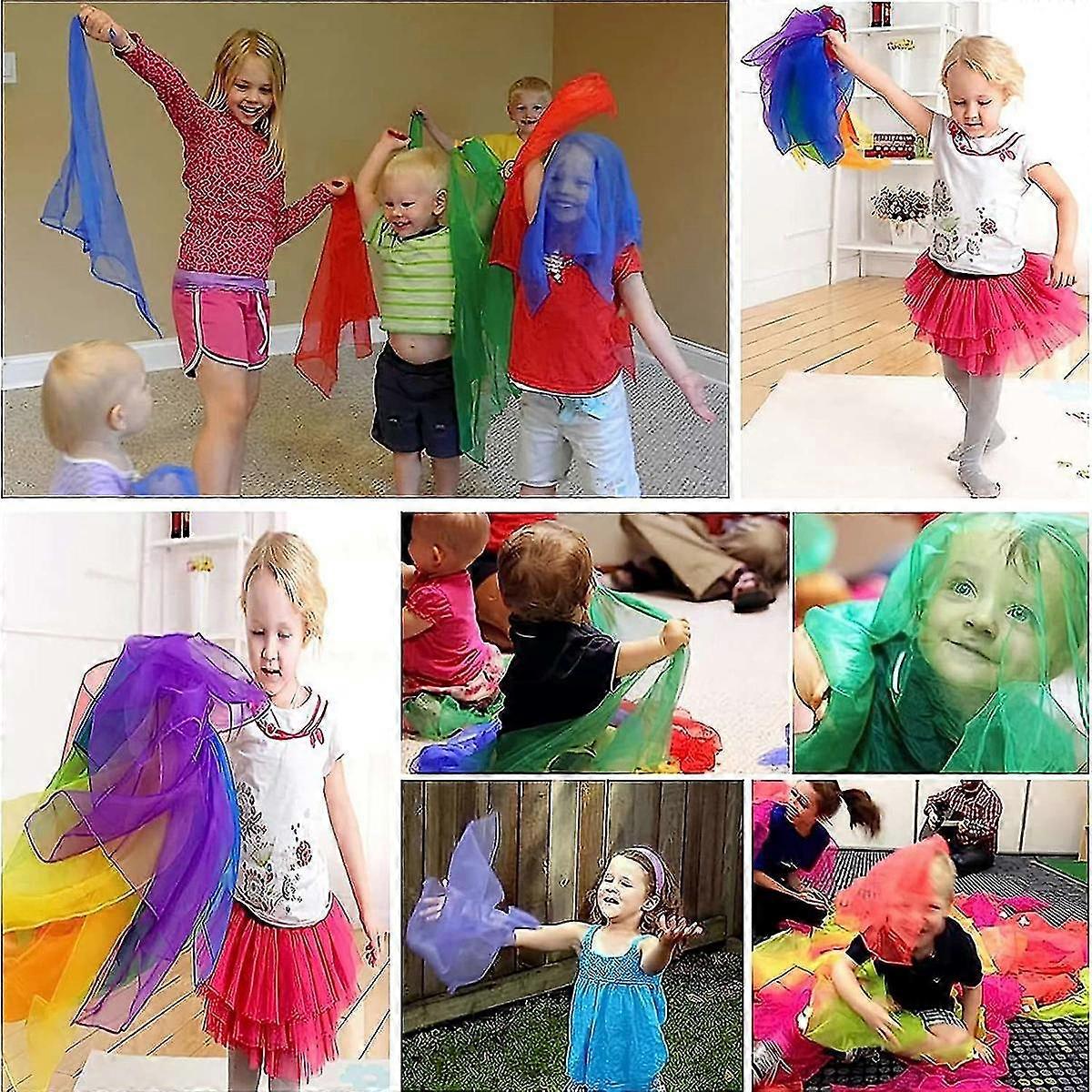 24pcs Kids Juggling Scarves Dance Music Scarves Colorful Scarves ...