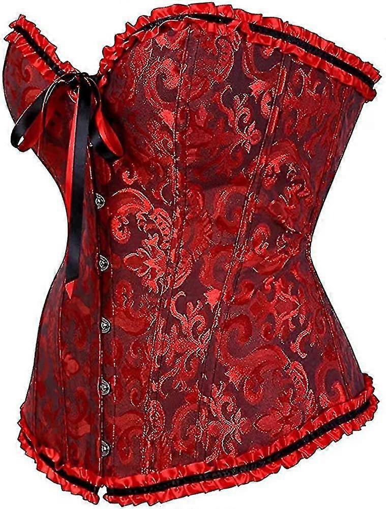Szivyshi Women's Overbust Sweetheart Lace Up Plastic Bones Corset ...