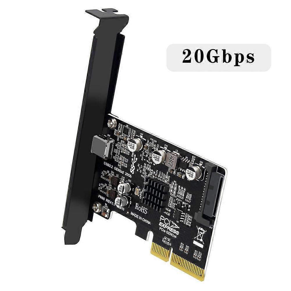 USB PCIE Card Type C PCI-Express 4X to USB 3.2 Gen 2X2 (20Gbps) ASM3242 ...