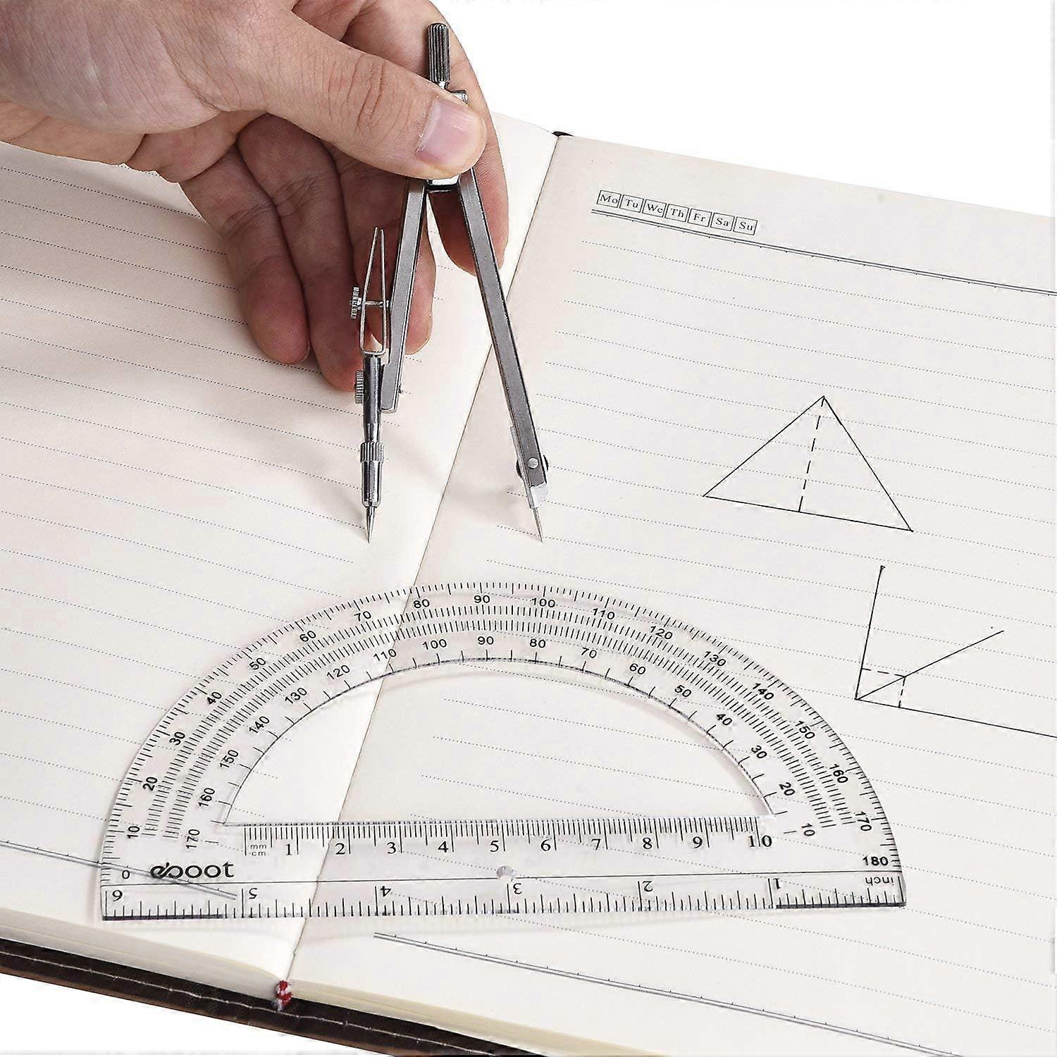 Drawing Compass and 6 Inch Protractor, Student Geometry Math Set ...