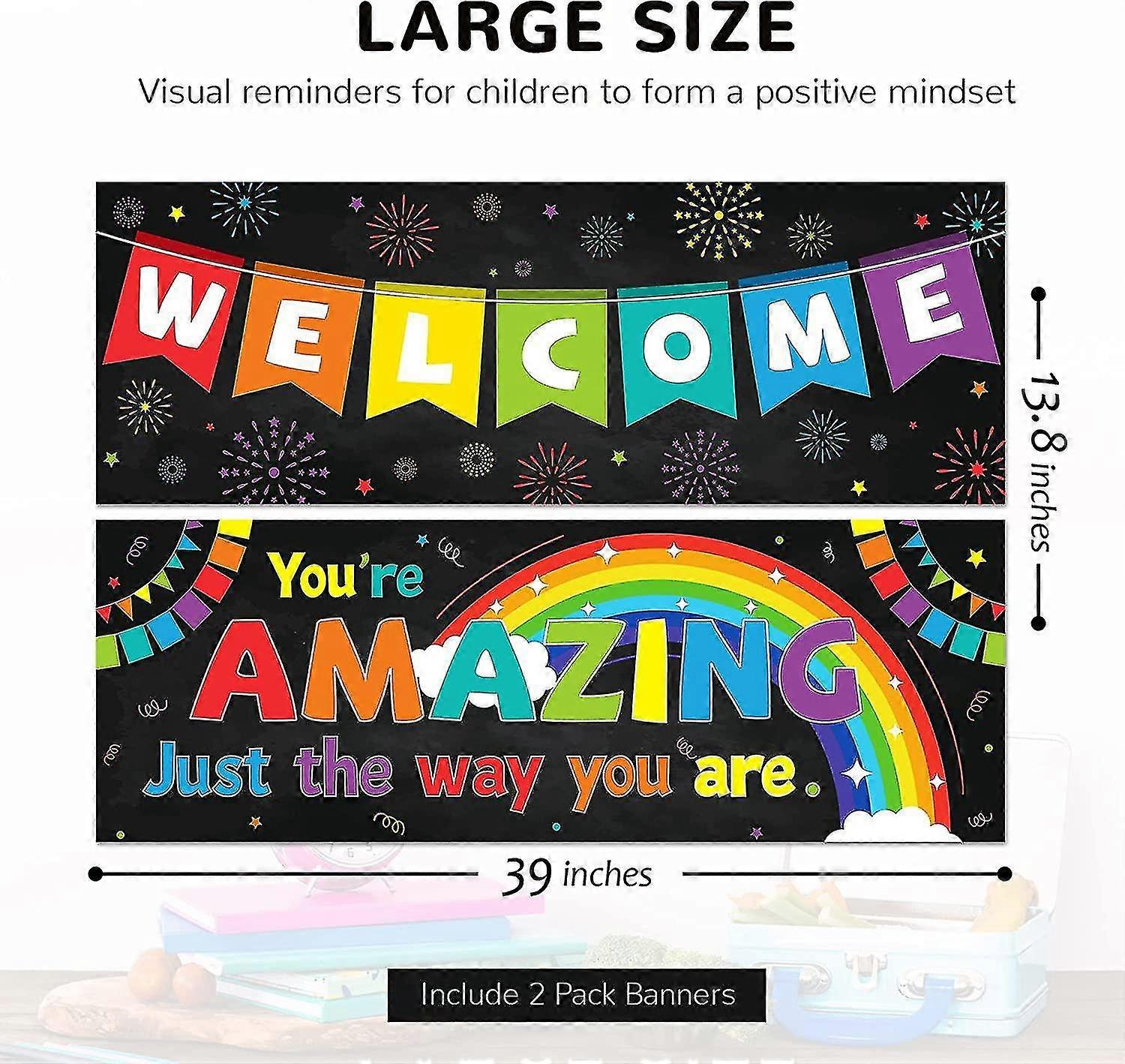 2 Pack Motivational Classroom Decorations, Banner Posters For Teachers ...