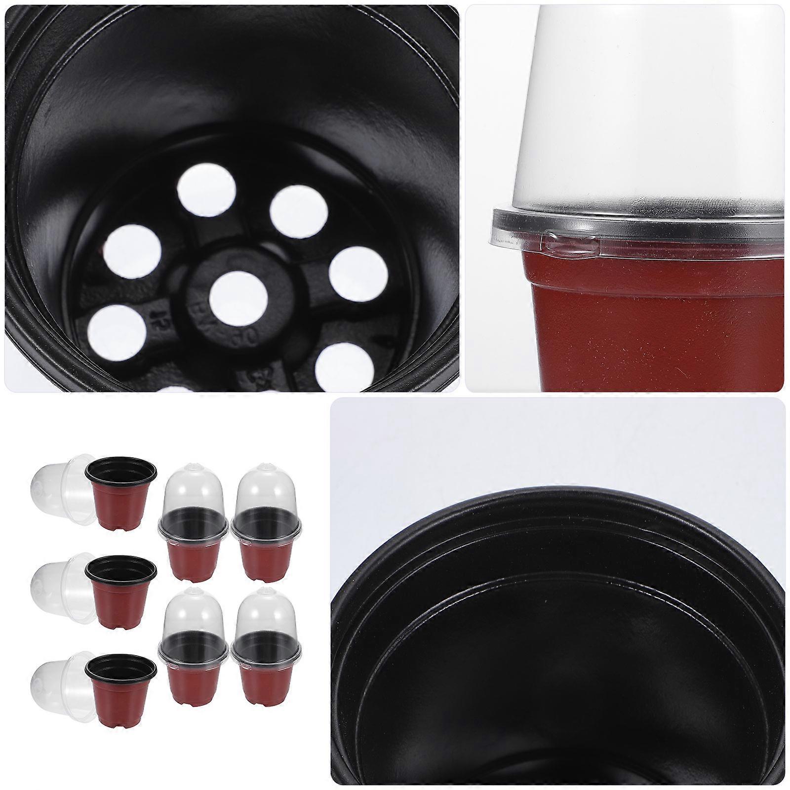 10 Sets of Plant Nursery Pots with Humidity Dome Plastic Gardening Pot ...