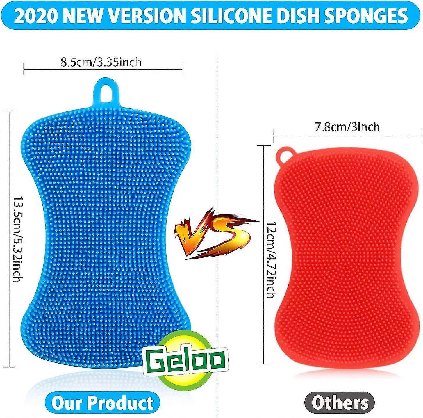 3 Pack Silicone Sponge Kitchen Sponge, Sponges For Dishes Washing ...