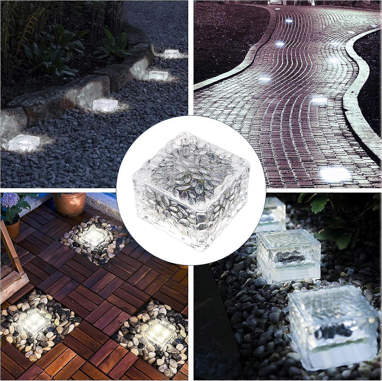 Solar LED Frosted Glass Garden Path Brick Lights for Outdoor Landscape ...