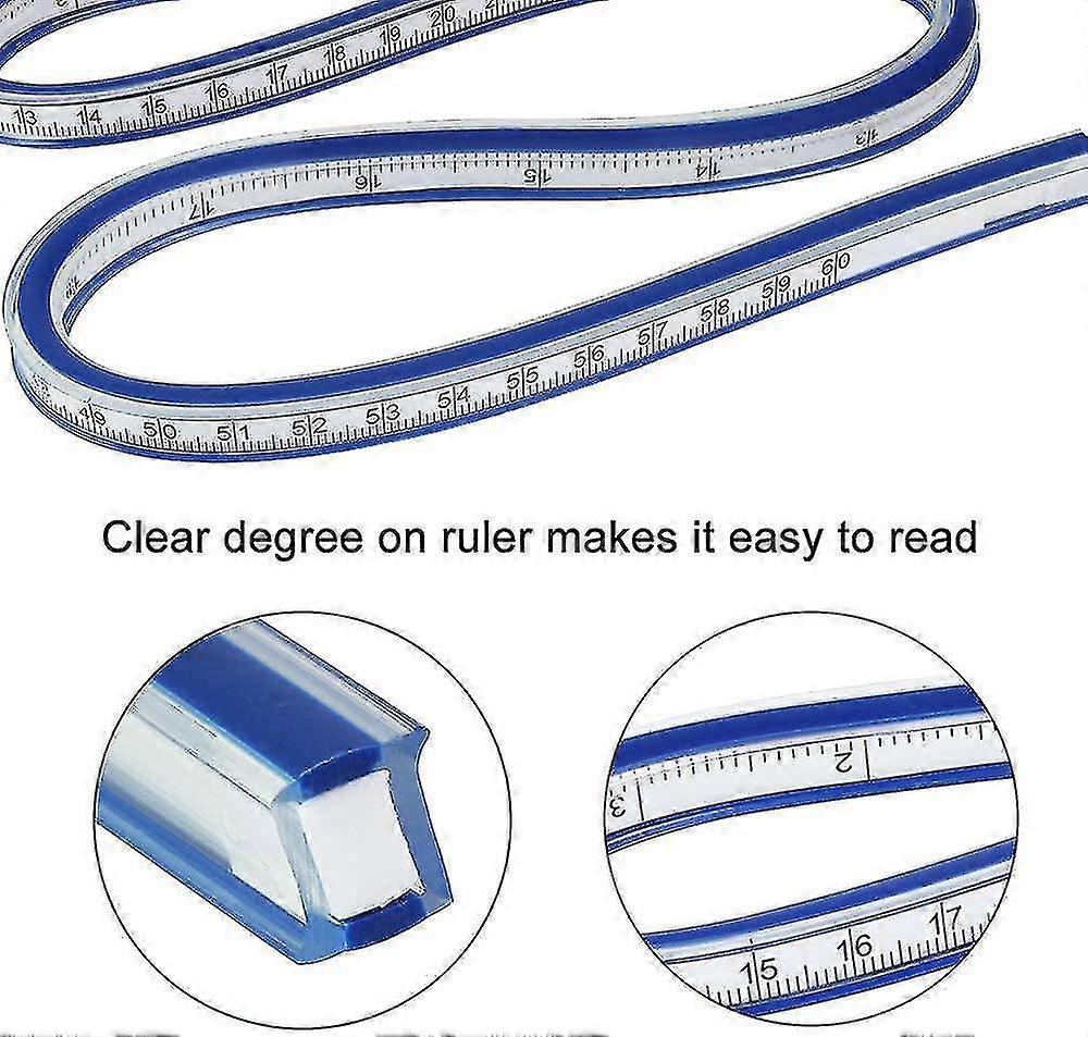 Pieces Flexible Ruler, Curved Ruler, Curved Ruler 30cm 60cm Double ...
