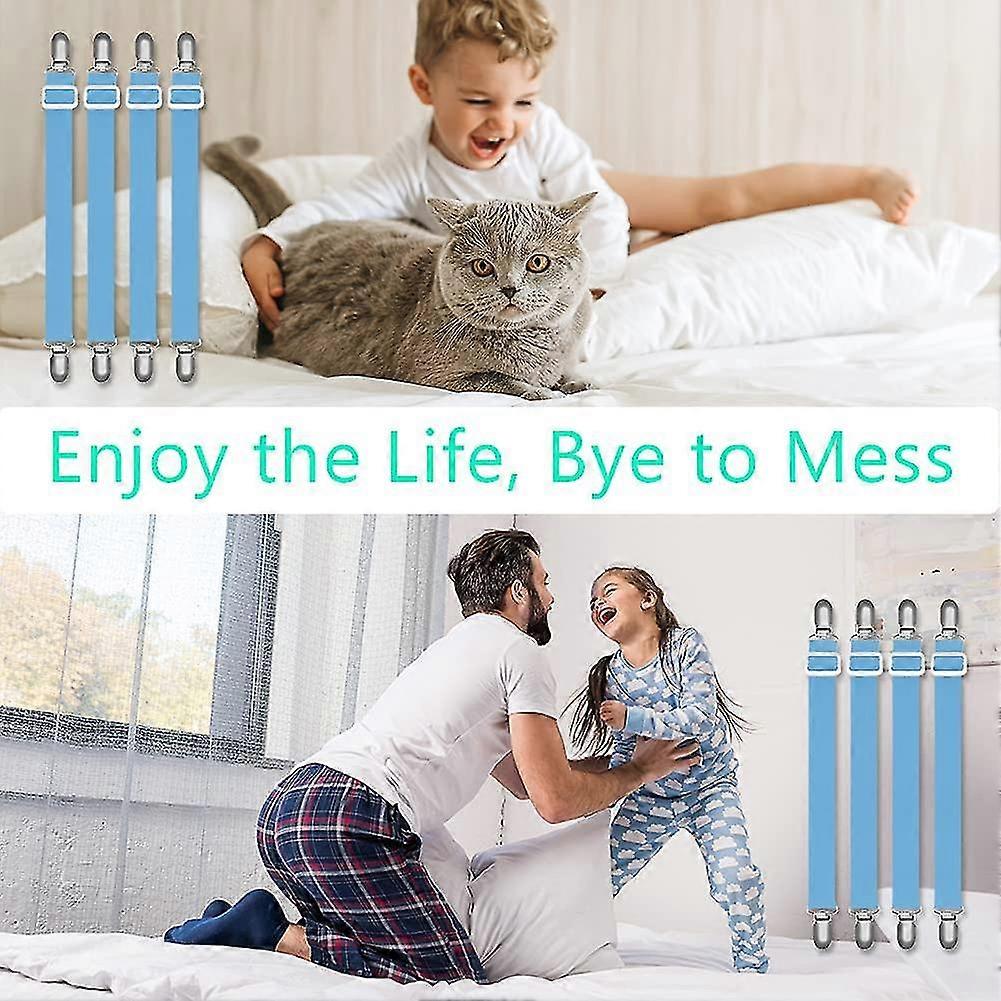 Bed Sheet Holder Straps, Corner Sheet Clips, Elastic Adjustable Sheet ...