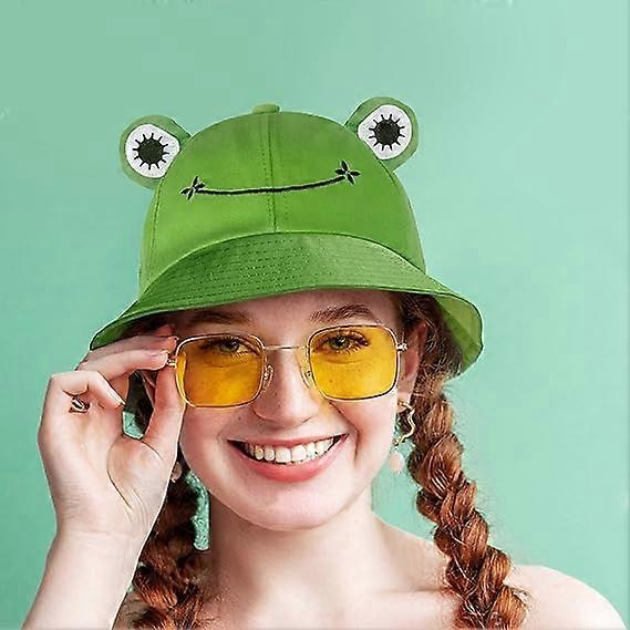 Frog Hat for Adult Teens, Cute Frog Bucket Hat, Cotton Bucket Hat Funny Hat Fisherman Hat for ...