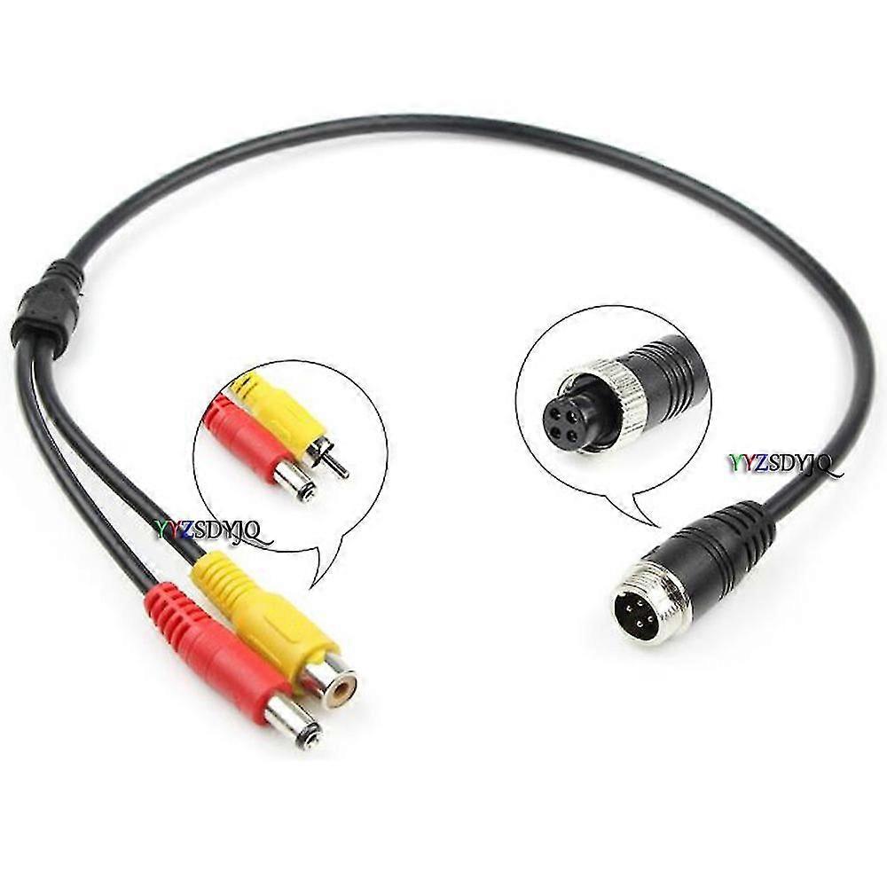 4-pin Aviation Female To Rca Male & Dc Jack Male Cctv Vehicle Cam ...