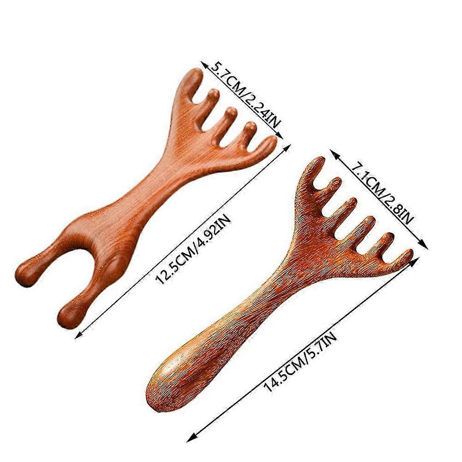 6 Claw Meridians Massage Comb Wooden Scalp Massager Comb, Deer Antlers ...
