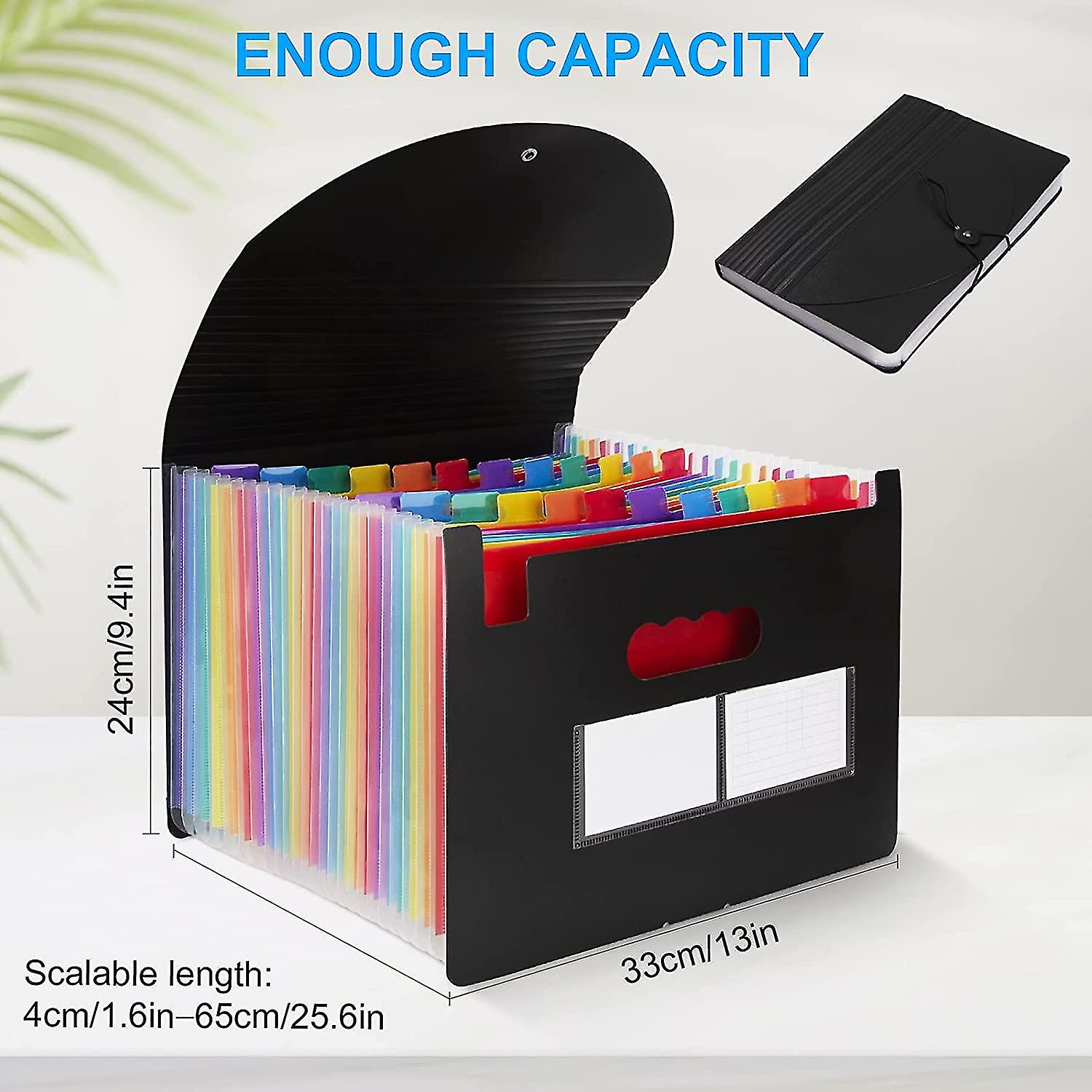 A4 Document File Folder, 24 Pockets Accordion Expandable File Folder ...