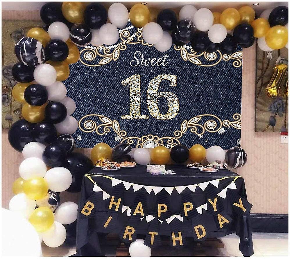 7x5ft Sweet Gold 16th Birthday Party Backdrop Diamond High Heel Photo ...