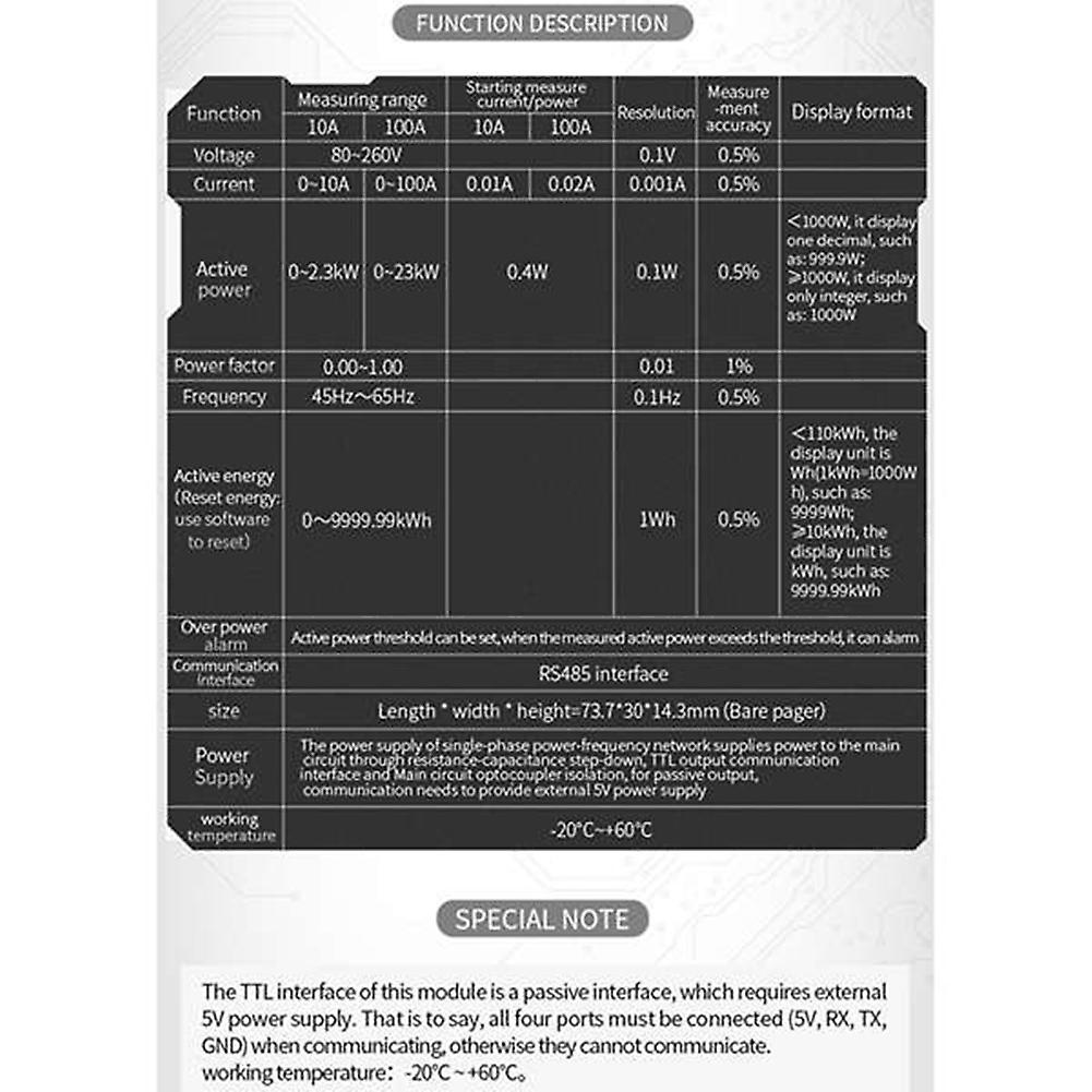 PZEM-004T 3.0 Version Communication Module TTL Modbus-RTU AC Single ...