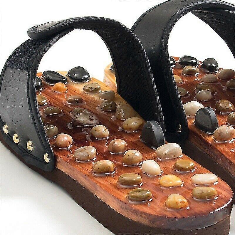 Wooden Cobblestone Shoes Massage Slippers Sandal Reflex Acupuncture ...