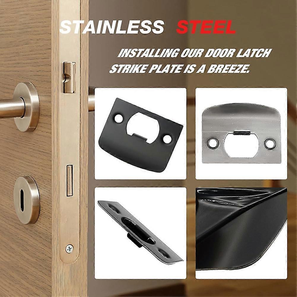 12 PCS Door Strike Plate, Black Deadbolt Strike Plate, Stainless Steel ...