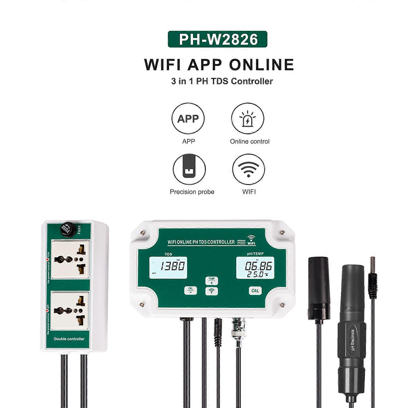WiFi Online pH TDS Controller Professional 3-in-1 pH/TDS/TEMP Water ...