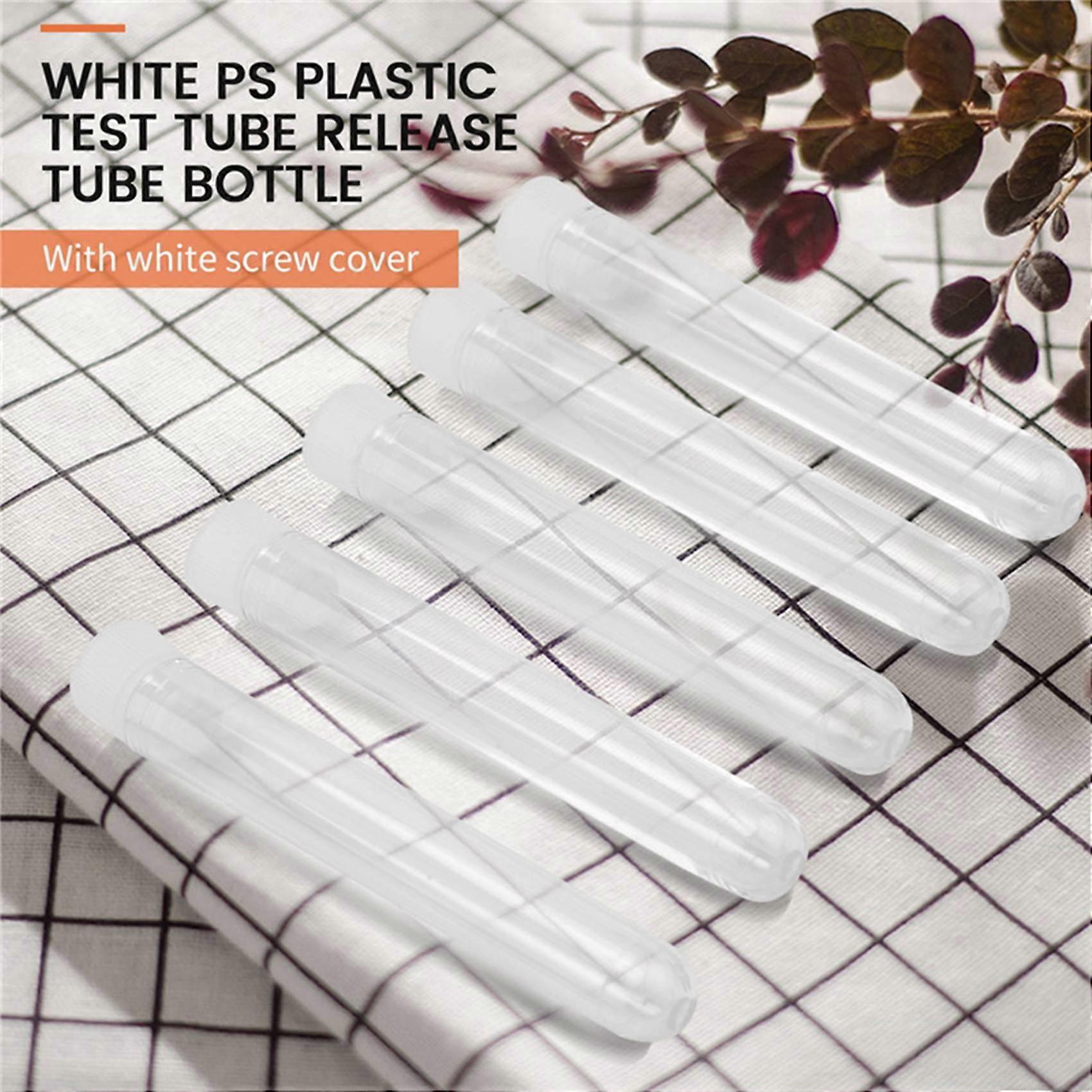100Pcs Clear Plastic Test Tubes with White Screw Caps Sample Containers ...