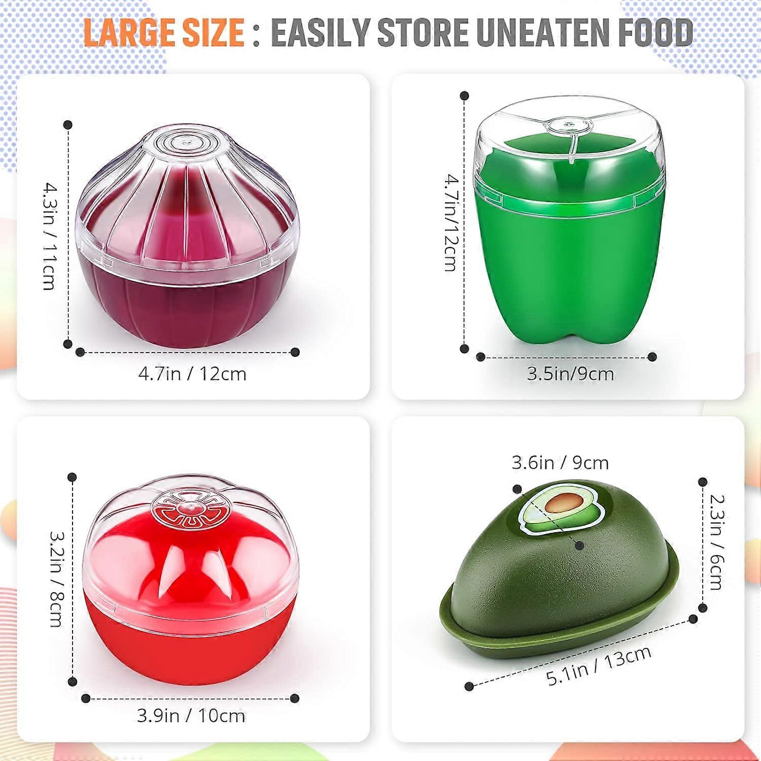 4 Pcs Silicone Fruit and Vegetable Shaped Savers, Storage Containers ...