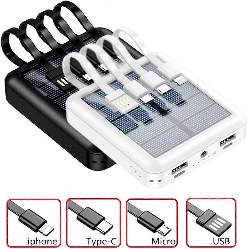 20000mAh Solar Portable Charger, Mini Solar Power Bank with 4 Built-in ...