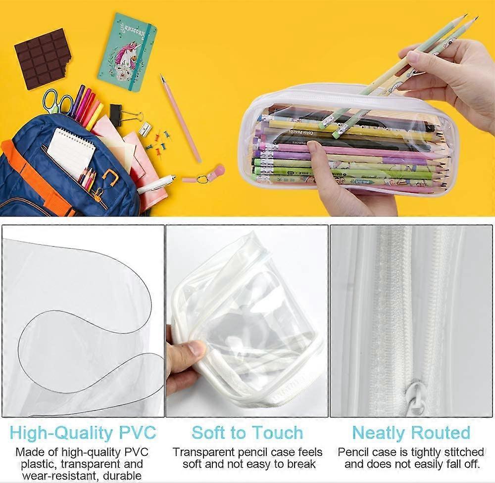 4pcs Clear Pencil Case, Large Capacity Transparent Pen Pencil Bag PVC ...