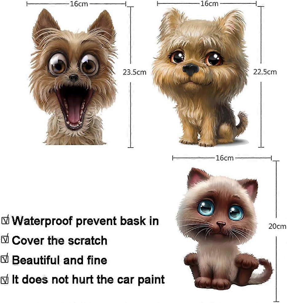 Set of 2 simulation car sticker, 3D cute cat car stickers + person ...